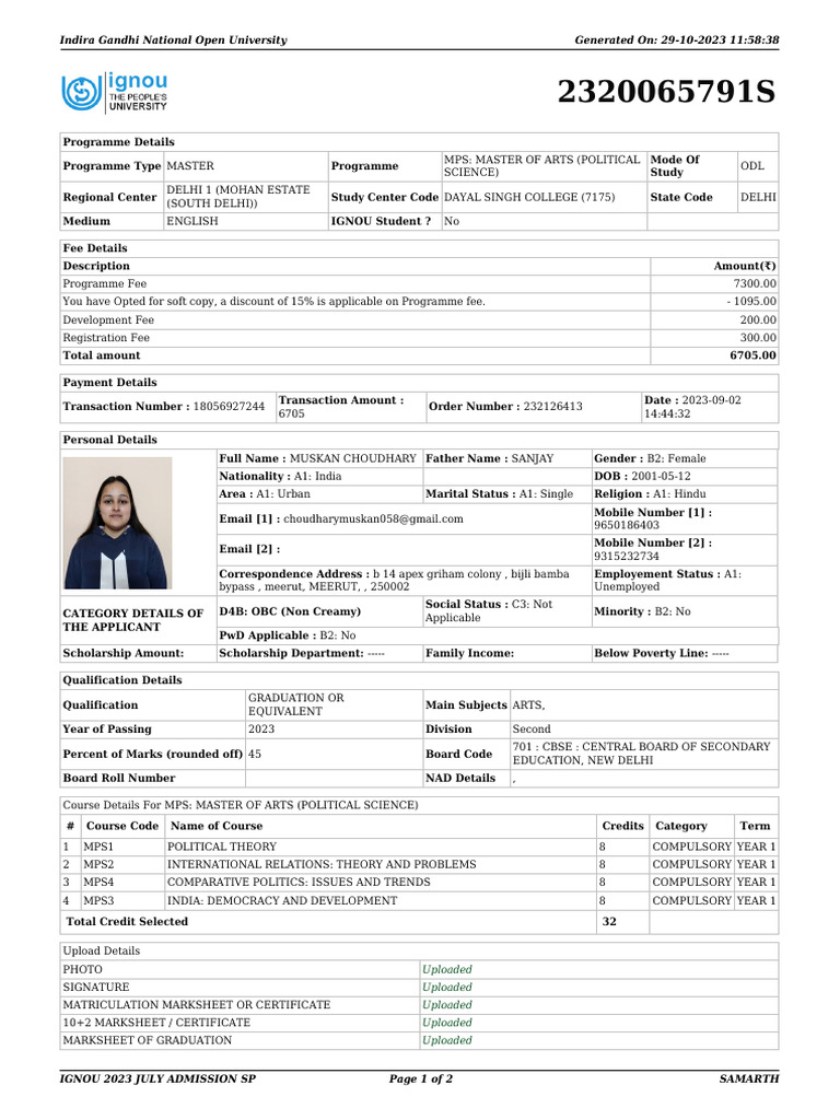 Application Form MA | PDF
