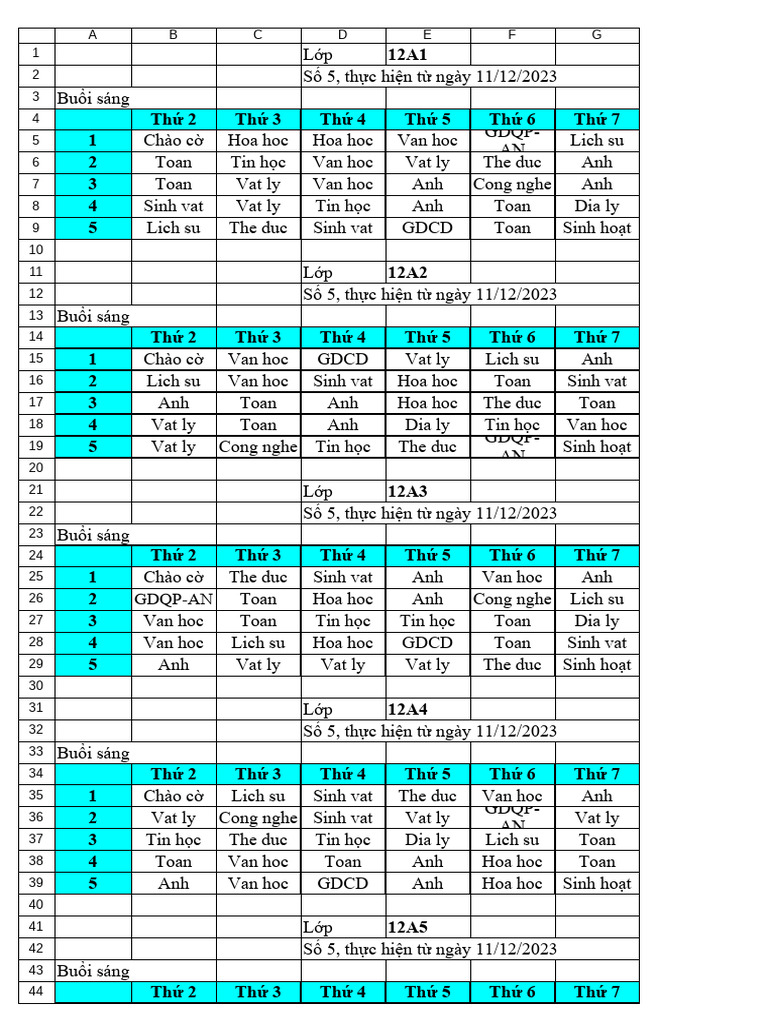 TKB số 5_lớp | PDF
