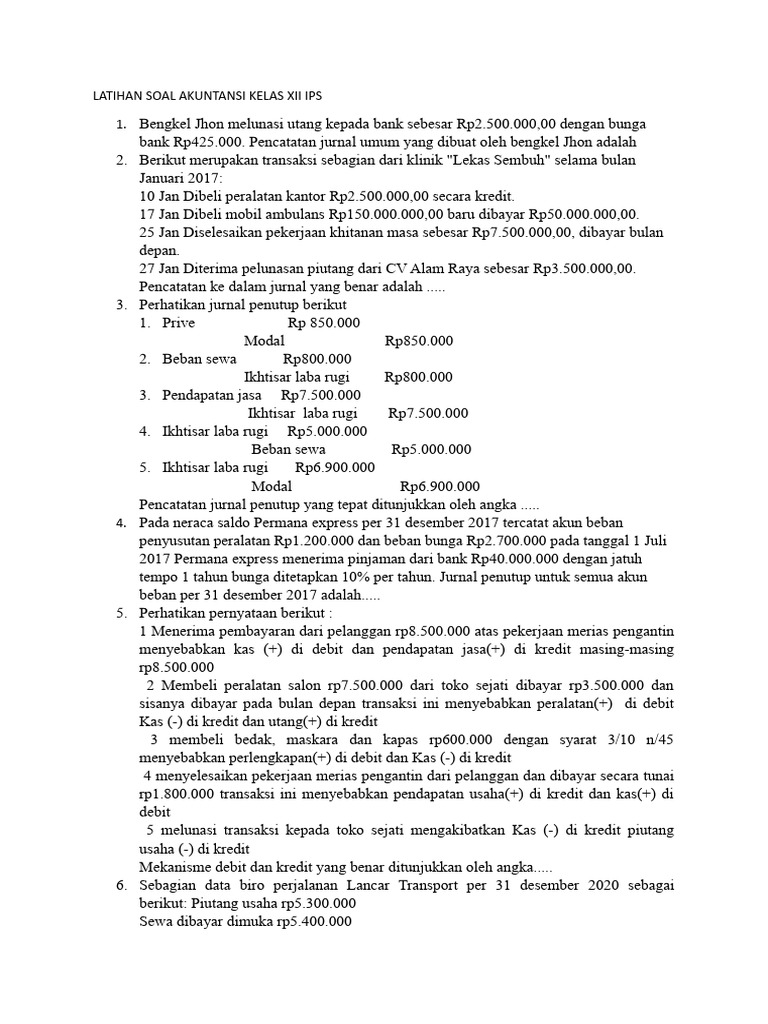 Latihan Soal Akuntansi | PDF