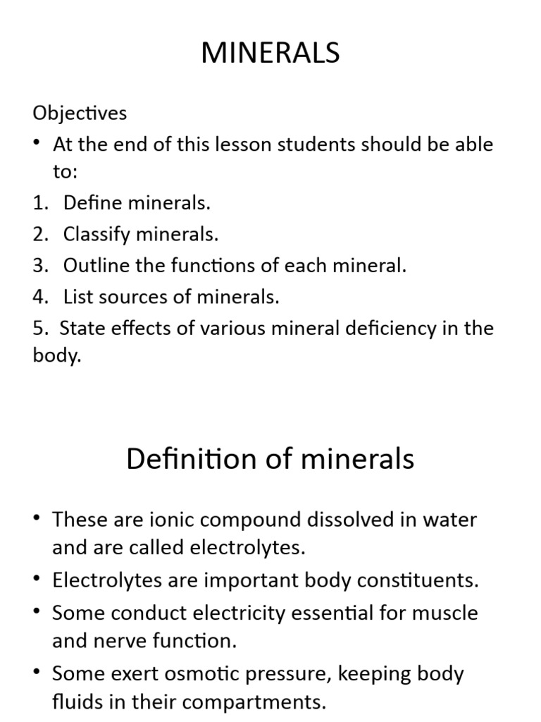 Essential Minerals: Functions and Sources | PDF | Foods | Iron