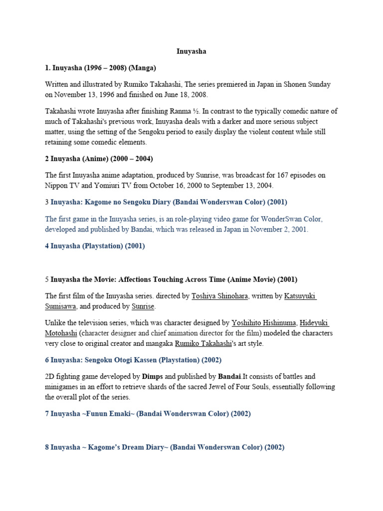 All Inuyasha Series Pdf