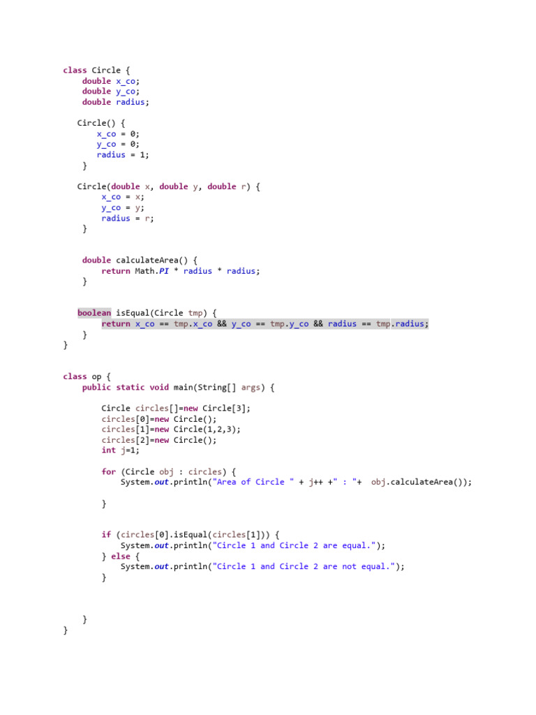 Java Circle and Employee Classes | PDF