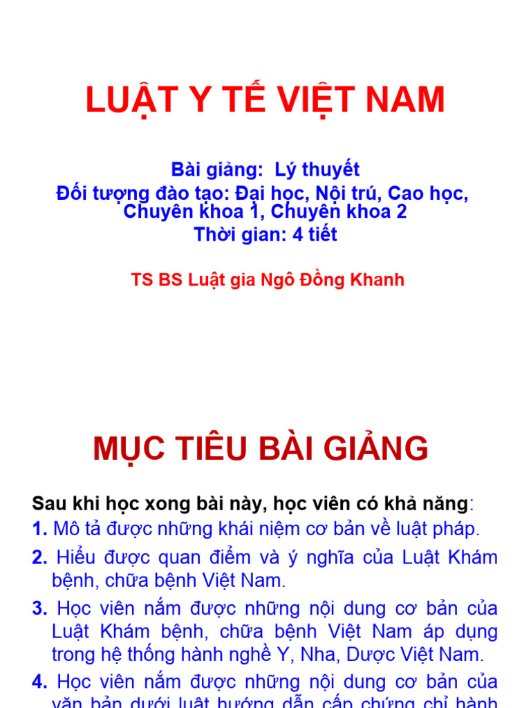 Bai Giang Luat y Te Viet Nam-2023 | PDF