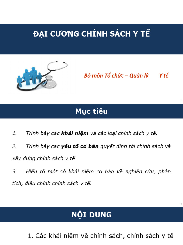 Bai Giang Dai Cuong Ve Chinh Sach y Te-2023 | PDF