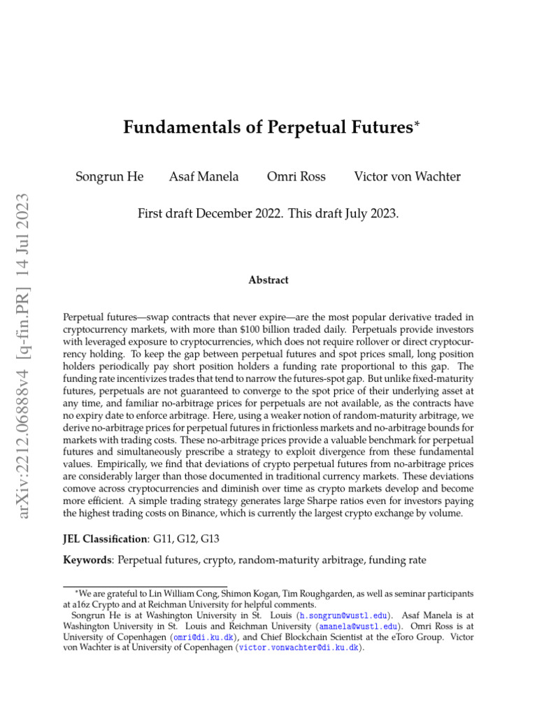 Fundamentals of Perpetual Futures | PDF | Futures Contract | Arbitrage