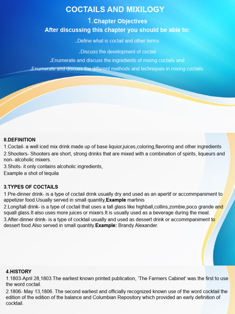 GROUP 5 Mixology | PDF | Cooking, Food & Wine