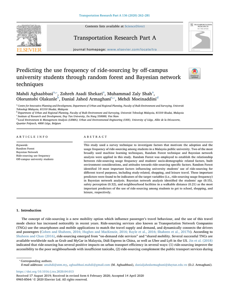 Transportation Research Part A: Sciencedirect | PDF | Bayesian Network ...