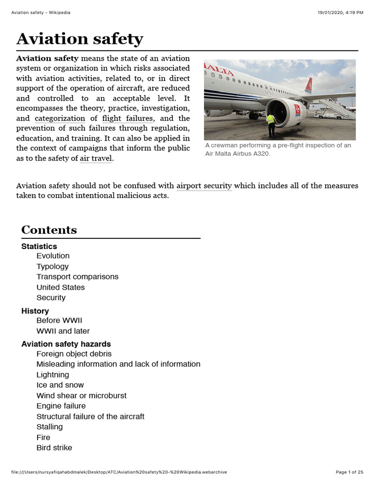 Aviation Safety - Wikipedia | PDF | Aviation Safety | Aviation Accidents And Incidents
