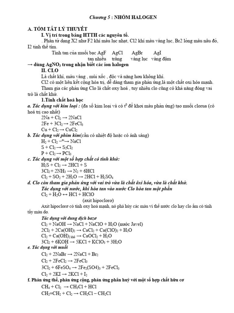 Tom Tat Ly Thuyet Chuong Halogen | PDF