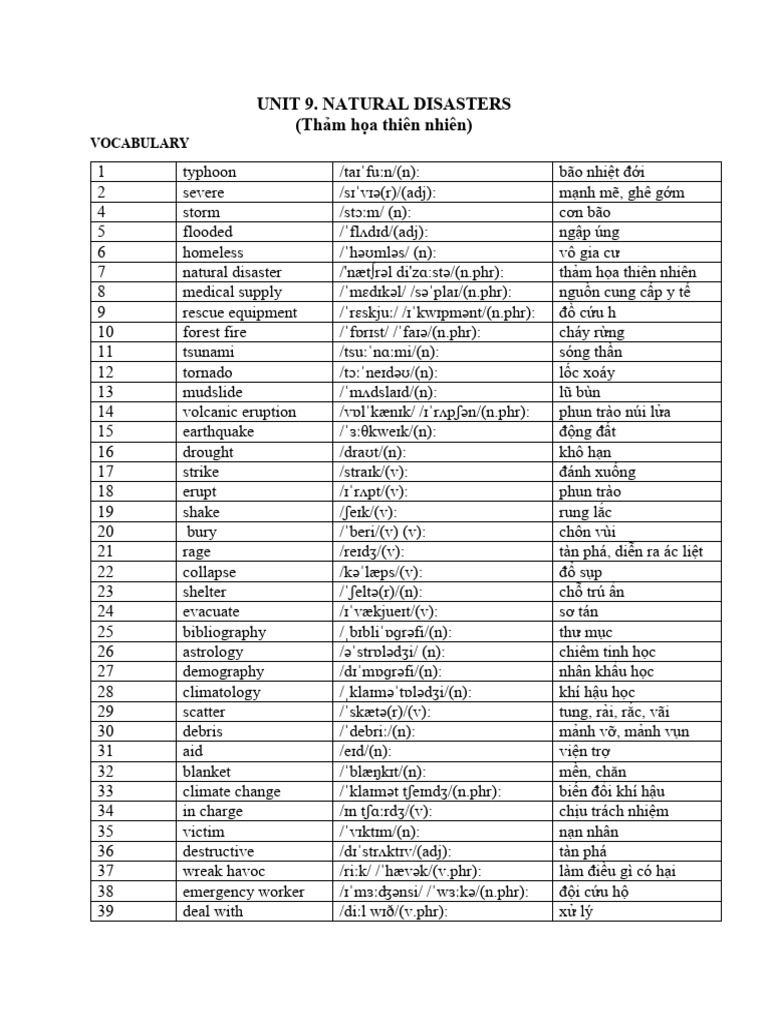 UNIT 9. NATURAL DISASTERS | PDF