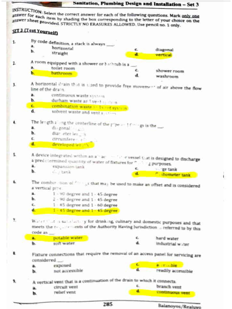 Spdi (Plumbing) Set#3 | PDF