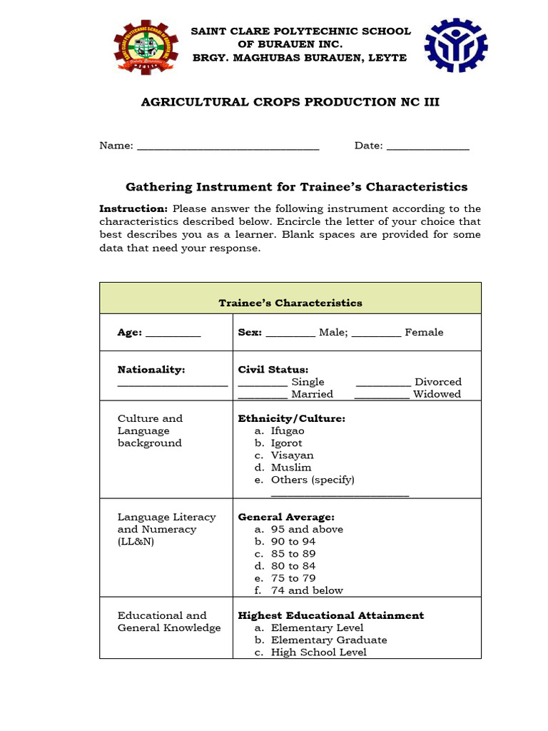 Trainee Characteristics Data Gathering | PDF | Learning | Learning Styles