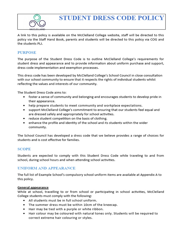 Student - Dress - Code 2 | PDF | Regulatory Compliance | Sock