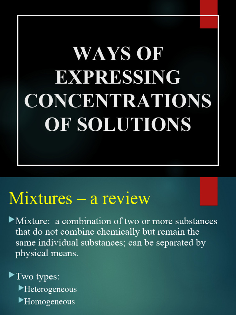005a Solutions Part I | PDF | Mixture | Solubility