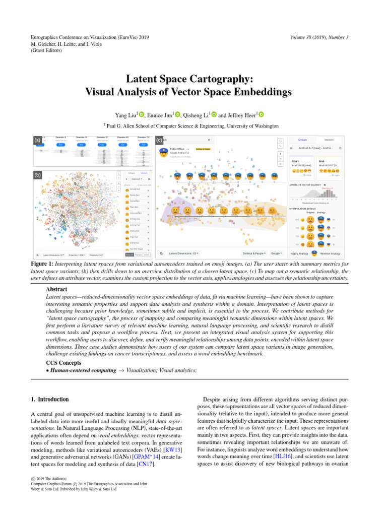 Latent Space Cartography: Visual Analysis of Vector Space Embeddings (UoW 2016 EG) | PDF