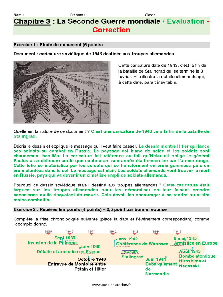 Évaluation sur la Seconde Guerre mondiale | PDF | L'Holocauste ...