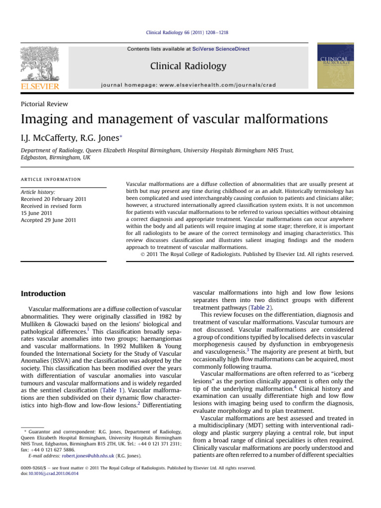 Imaging and management of vascular malformations | PDF | Magnetic Resonance Imaging | Vein