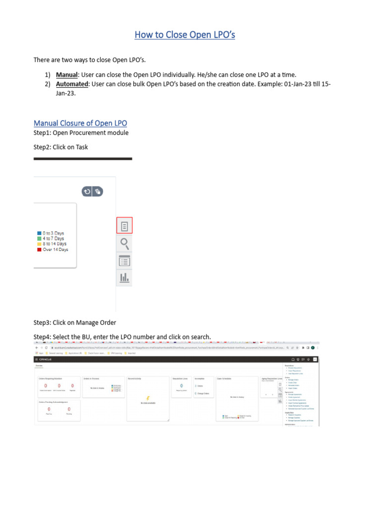 How To Close Open LPO's | PDF