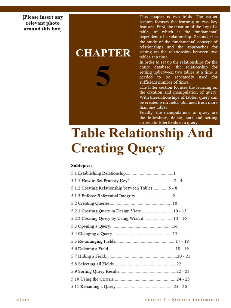 EDI 104 - CHAPTER 5 | PDF | Table (Database) | Database Index