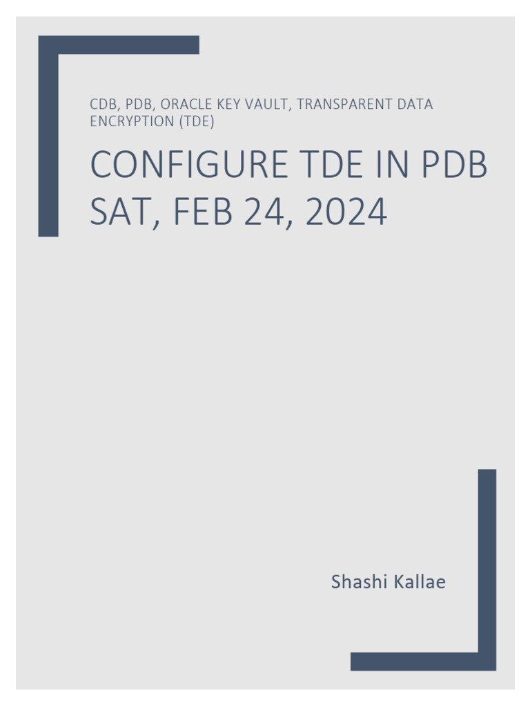 Configure TDE in PDB | Download Free PDF | Computer Network | Databases