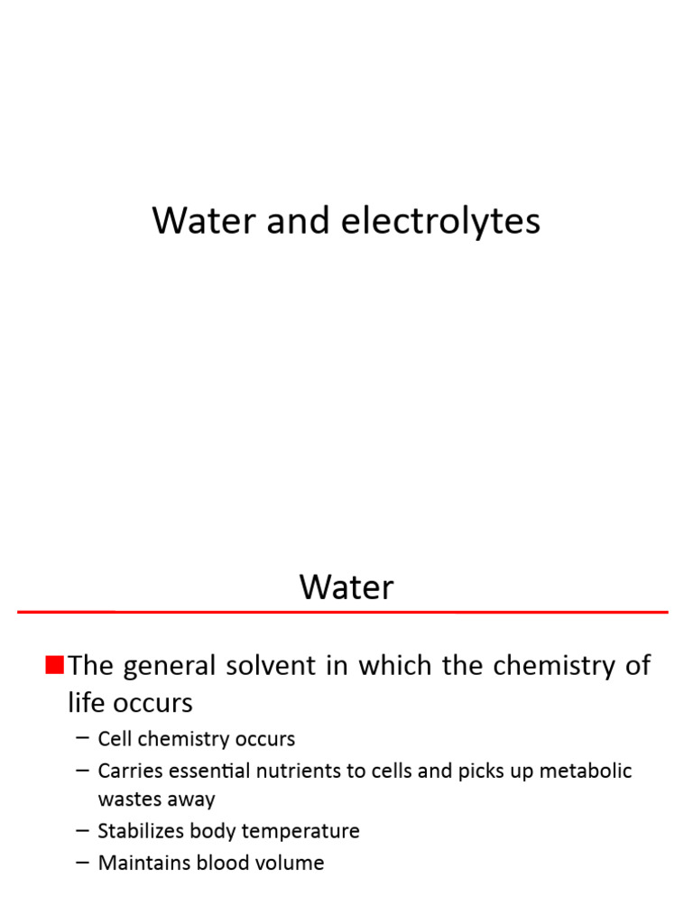 Water and Electrolytes | PDF | Kidney | Physiology
