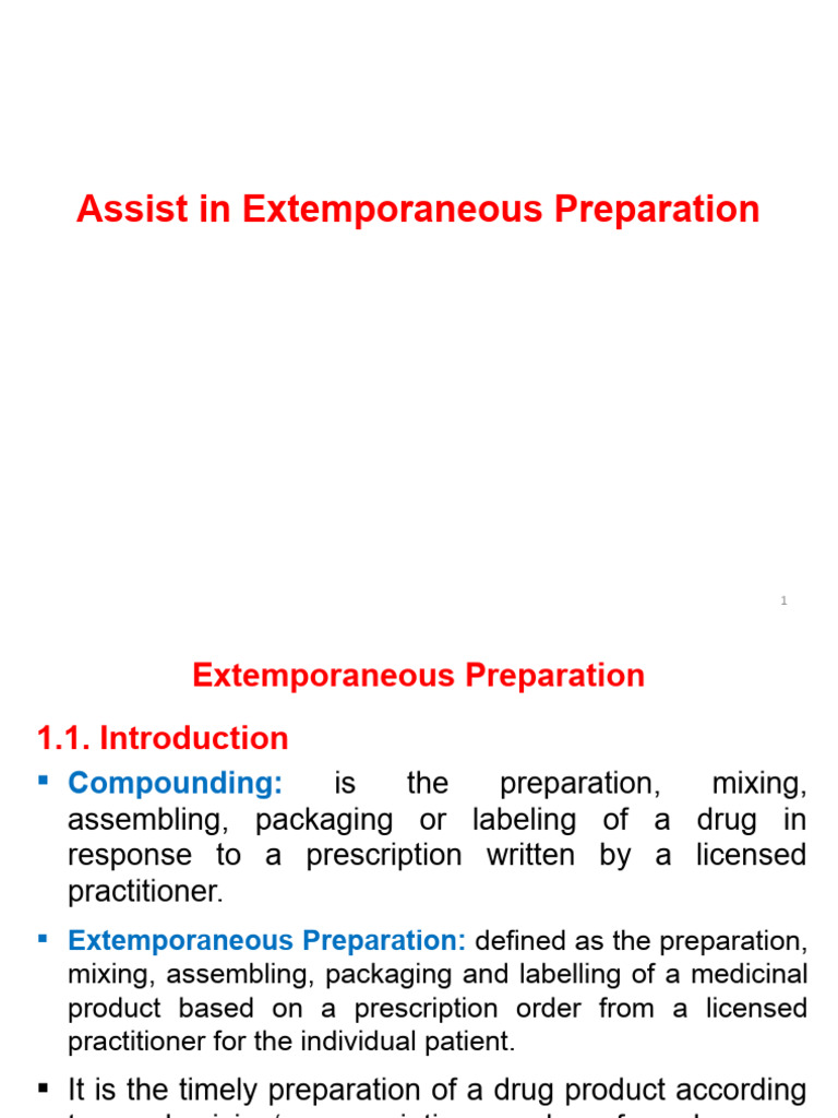 Guidelines for Extemporaneous Preparation | PDF | Pharmaceutical ...