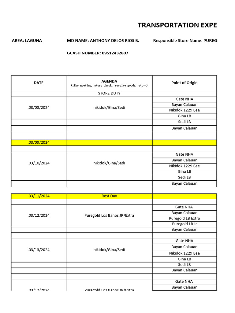 Transportation Allowance Form Clearfiles0 | PDF