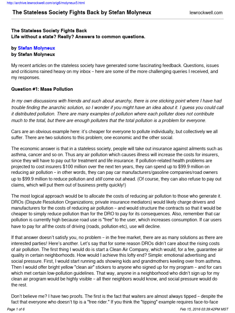 Stateless Society Fights Back by Stefan Molyneux-6 | PDF | Taxes | Army