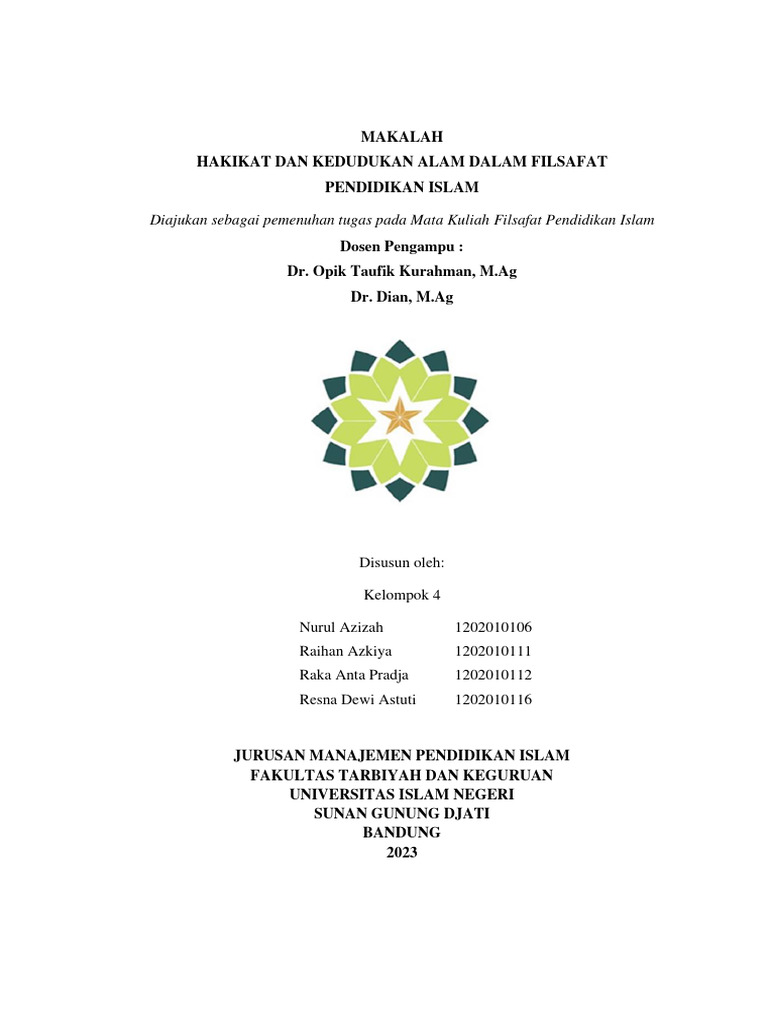 Alam dalam Filsafat Pendidikan Islam | PDF | Sains & Matematika | Agama ...