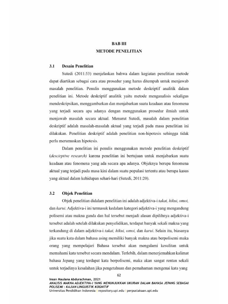 Analisis Makna Adjektiva I Yang Menunjukkan Ukuran Dalam Bahasa Jepang Sebagai Polisemi Kajian ...