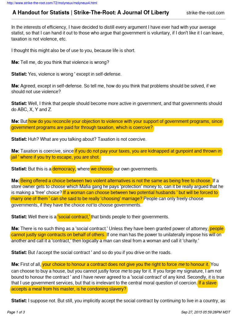 A Handout For Statists - Strike The Root by Stefan Molyneux - A Journal ...