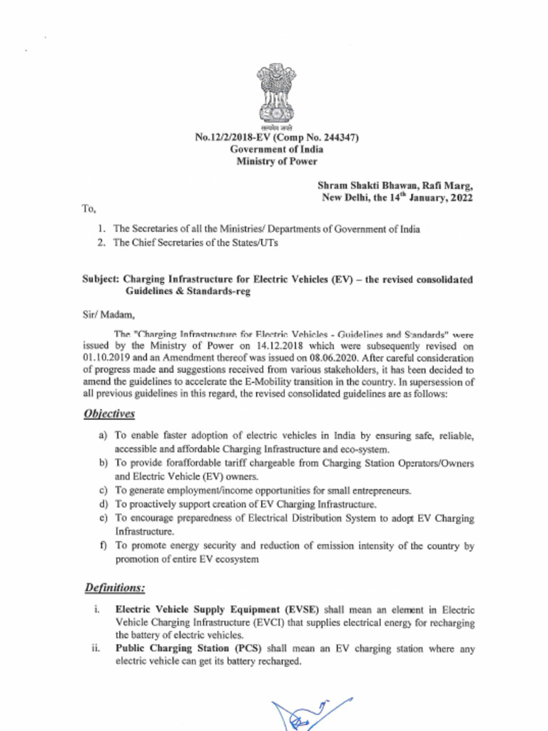 Final Consolidated EVCI Guidelines January 2022 With ANNEXURES | PDF
