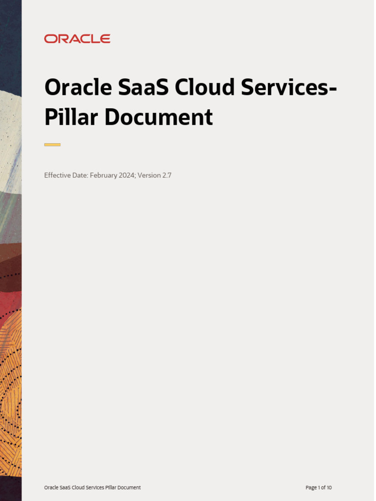 Oracle SaaS Public Cloud Services Pillar Document | PDF | Cloud Computing | Disaster Recovery