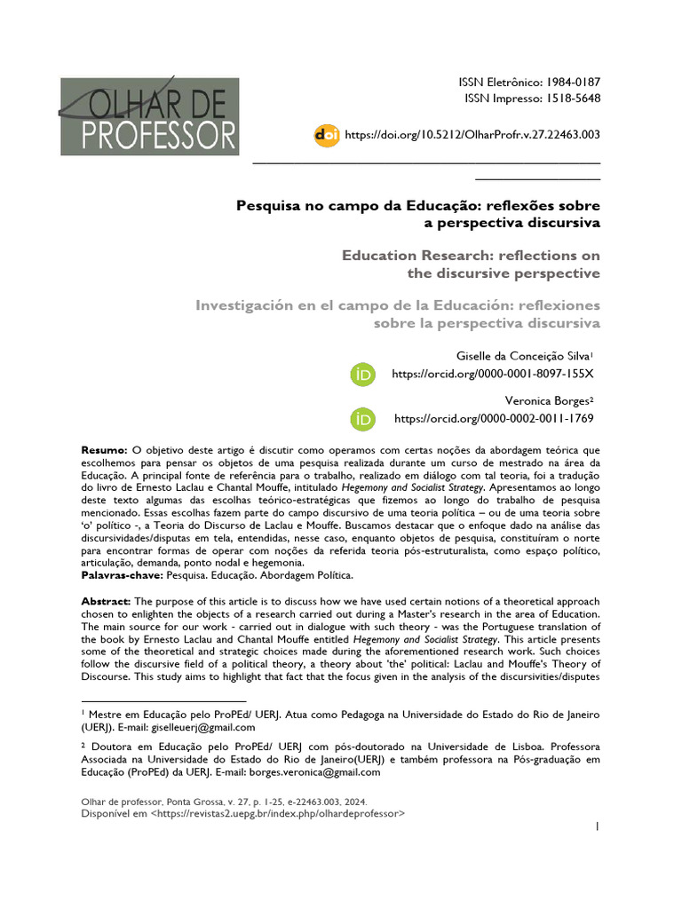 Silva 2024 Pesquisa No Campo Da Educacao Refle | PDF | Sociologia ... Silva 2024 Pesquisa No Campo Da Educacao Refle | PDF | Sociologia ...