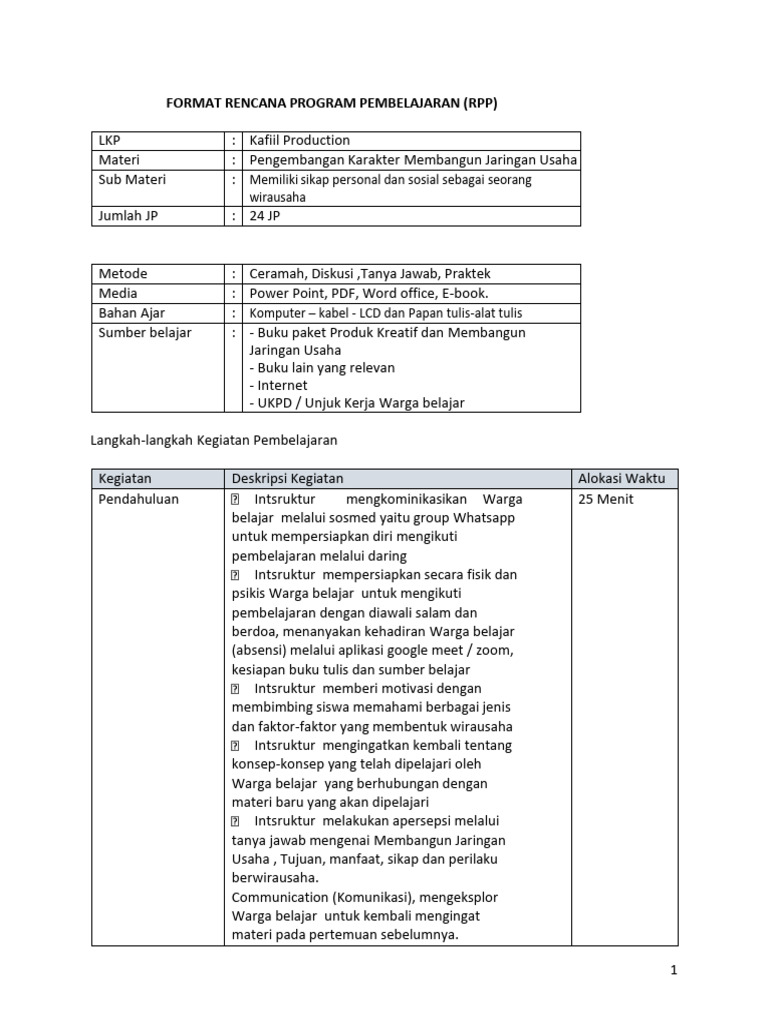 Format Kurikulum 2 | PDF