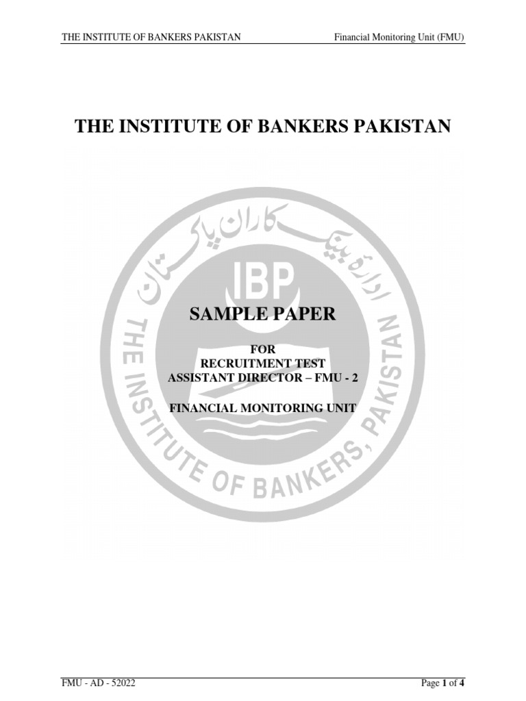FMU Sample Paper Assistant Director | PDF | Stocks | Economies