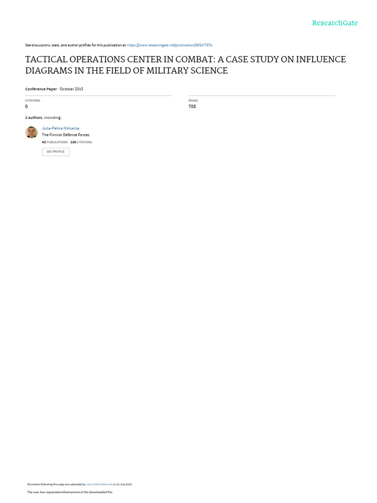 Tactical Operations Center in Combat: A Case Study On Influence ...