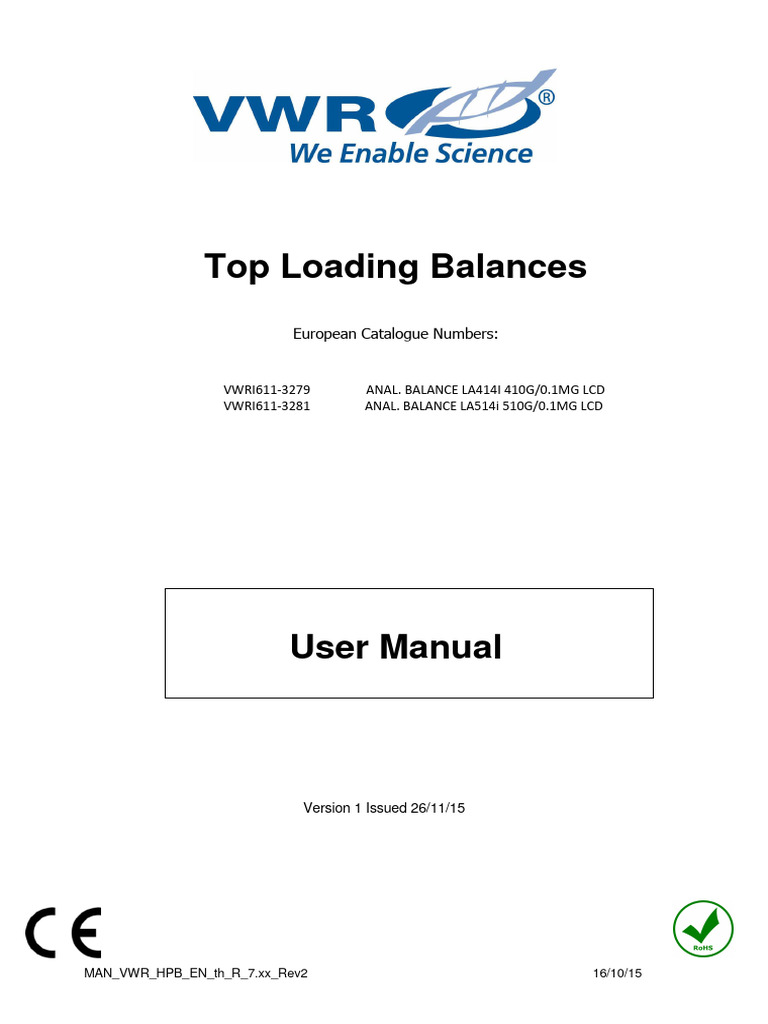 Manual VWR Balances 611-3279 and - 3281 | PDF | Weighing Scale | Weight