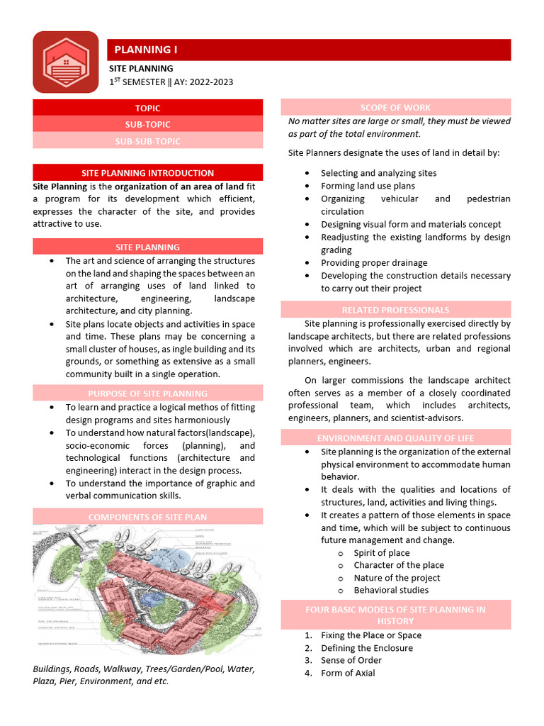 PLANNING I | PDF | Landscape | Landscape Architecture