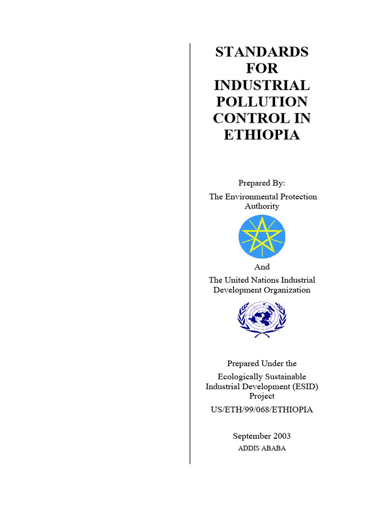 Standards FOR Industrial Pollution Control in Ethiopia: Prepared By ...