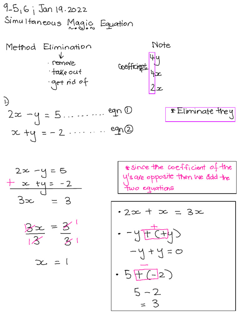 SIMULTANEOUS EQUATIONS Solution 2 | PDF