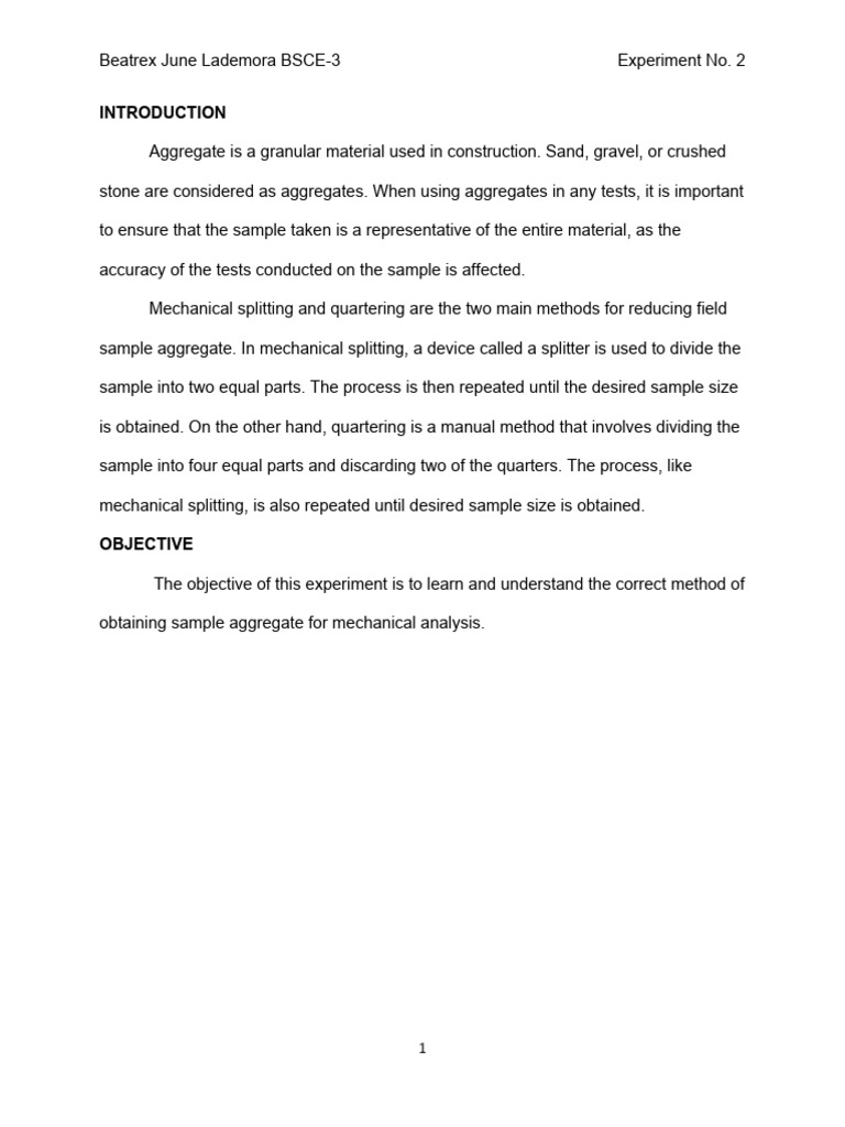 Aggregate Sample Preparation Methods | PDF | Experiment | Construction ...