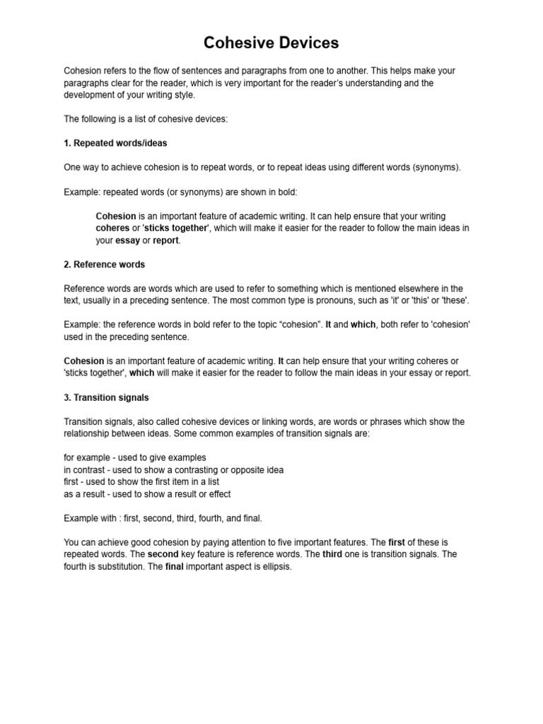 10.1 Cohesive Devices | PDF | Language Mechanics | Syntax