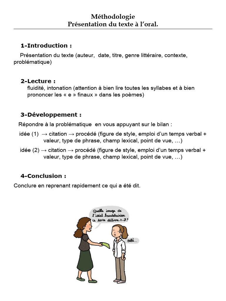 Methodologie Presenter Un Texte A L Oral | PDF