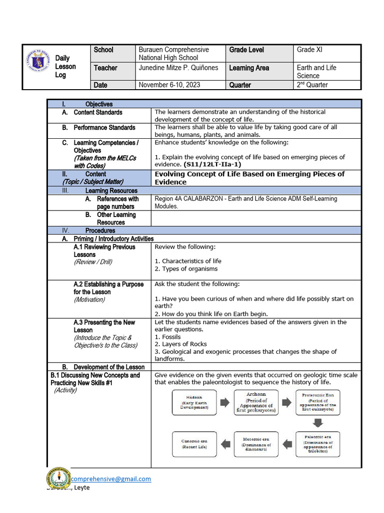 ELS - DLL - Module 1 - Evolving Concept of Life Based On Emerging ...