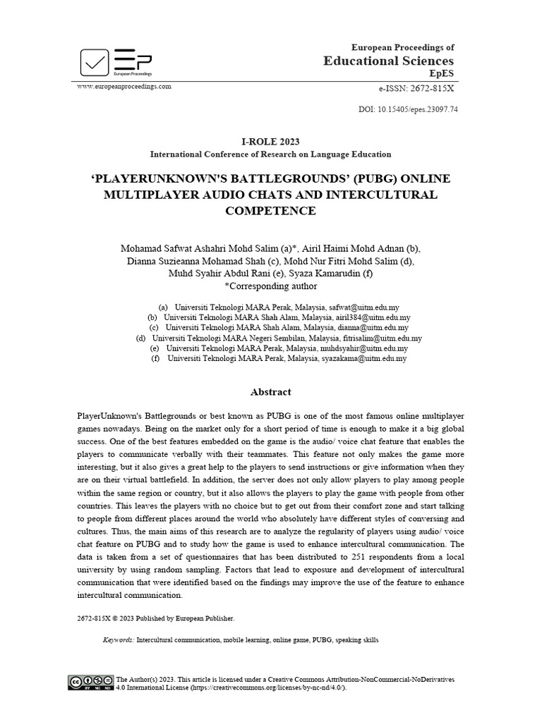Playerunknowns Battlegrounds Pubg Online Multip Pdf Methodology Communication