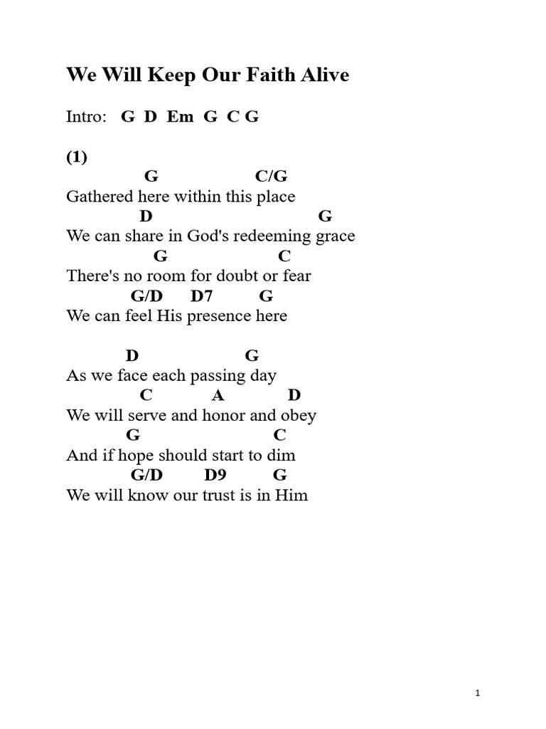 We Will Keep Our Faith Alive | PDF