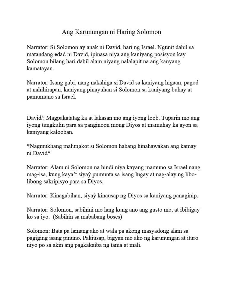 Ang Karunungan Ni Haring Solomon | PDF