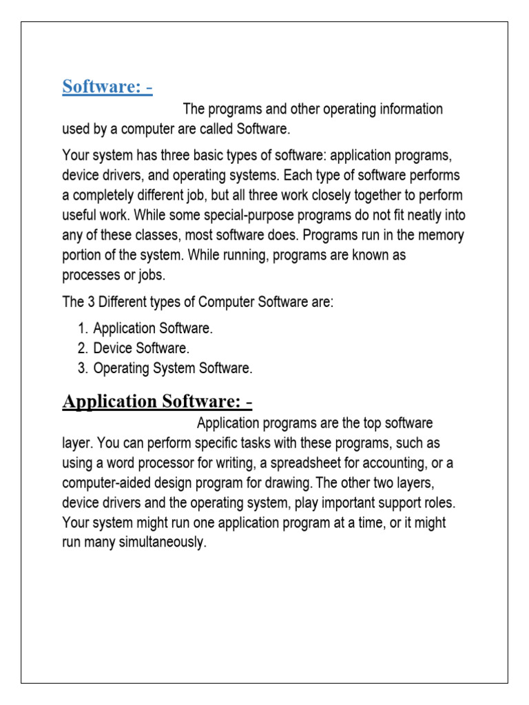 Software Components Classification Pdf Operating System Application Software 