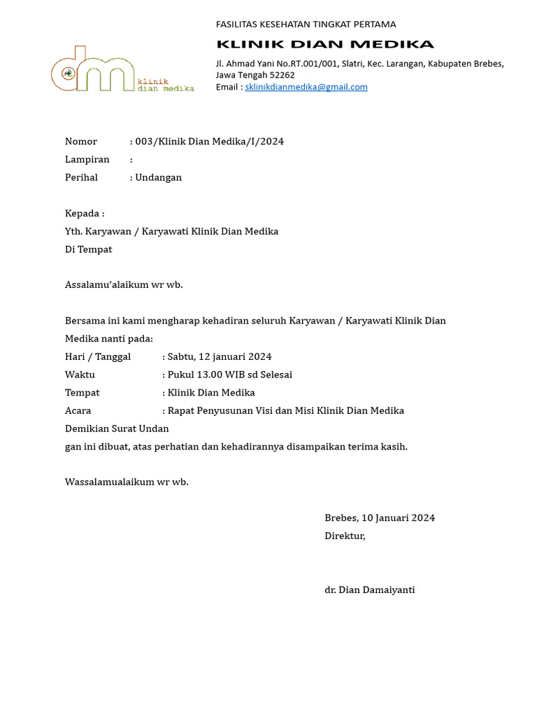 Undangan Penyusunan Visi Misi | PDF